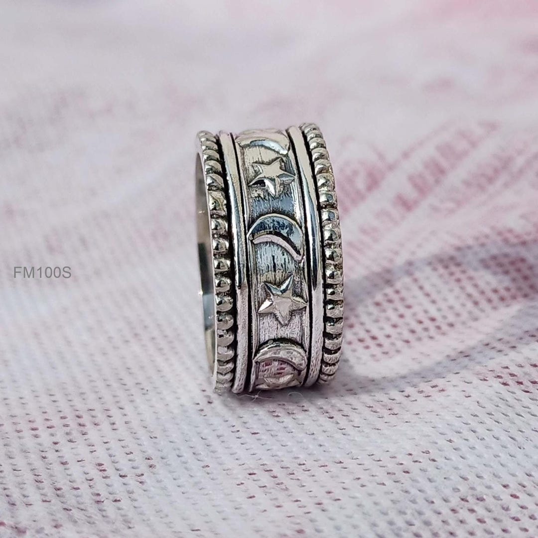 Galaxy Spinner Ring, Moon Star Unisex Spinner Ring, Unisex Spinner Ring ...