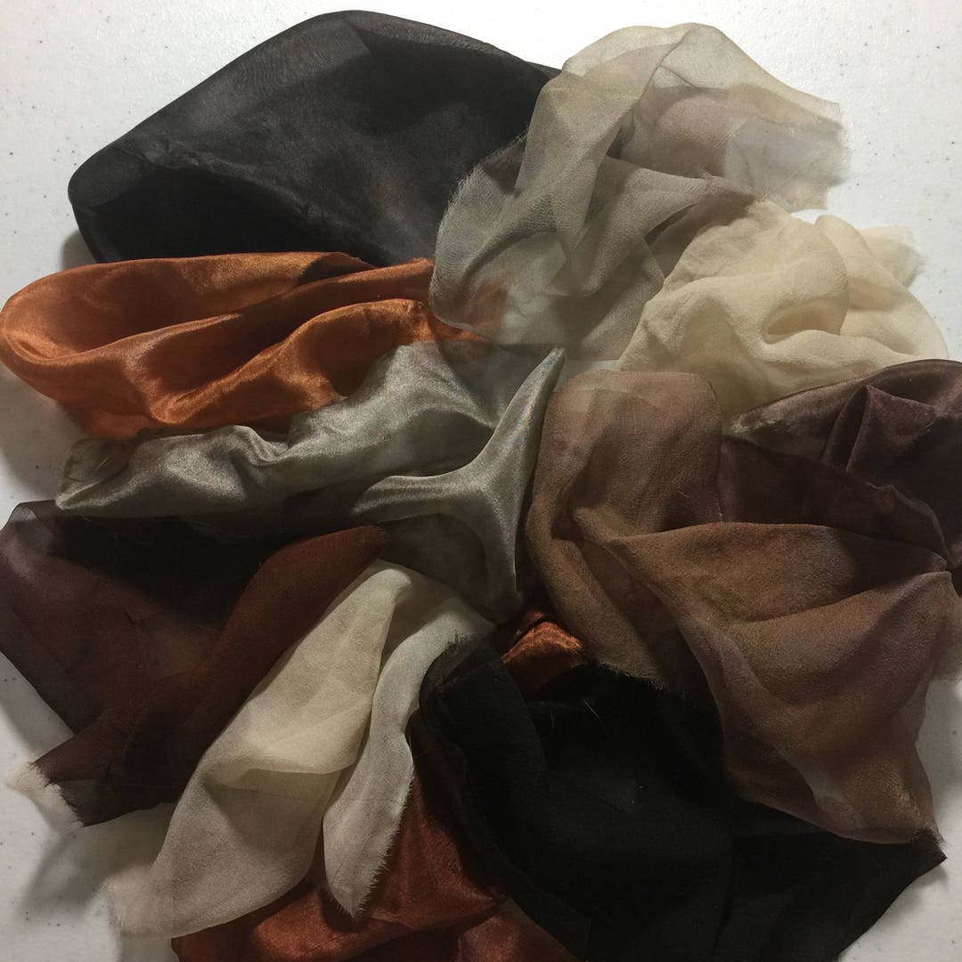 Neutral colored silk scraps hand dyed silk gauze nuno felting - Etsy France