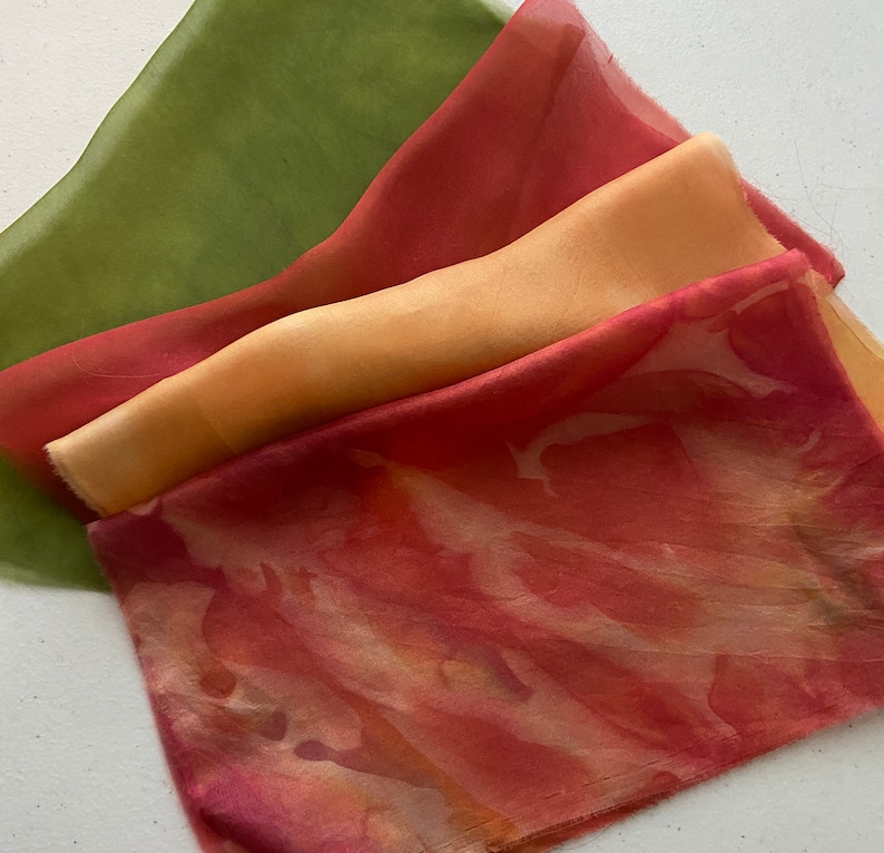 Hand Dyed Silk Fabric Scraps: Gauze & Habotai for Nuno Felting - Etsy