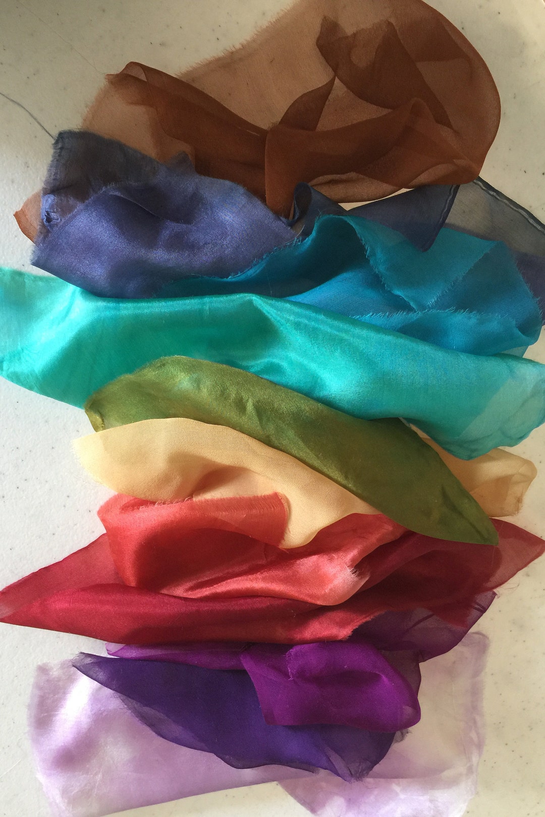 Hand Dyed Silk Fabric Scraps Lightweight Silk Gauze and Habotai Nuno ...