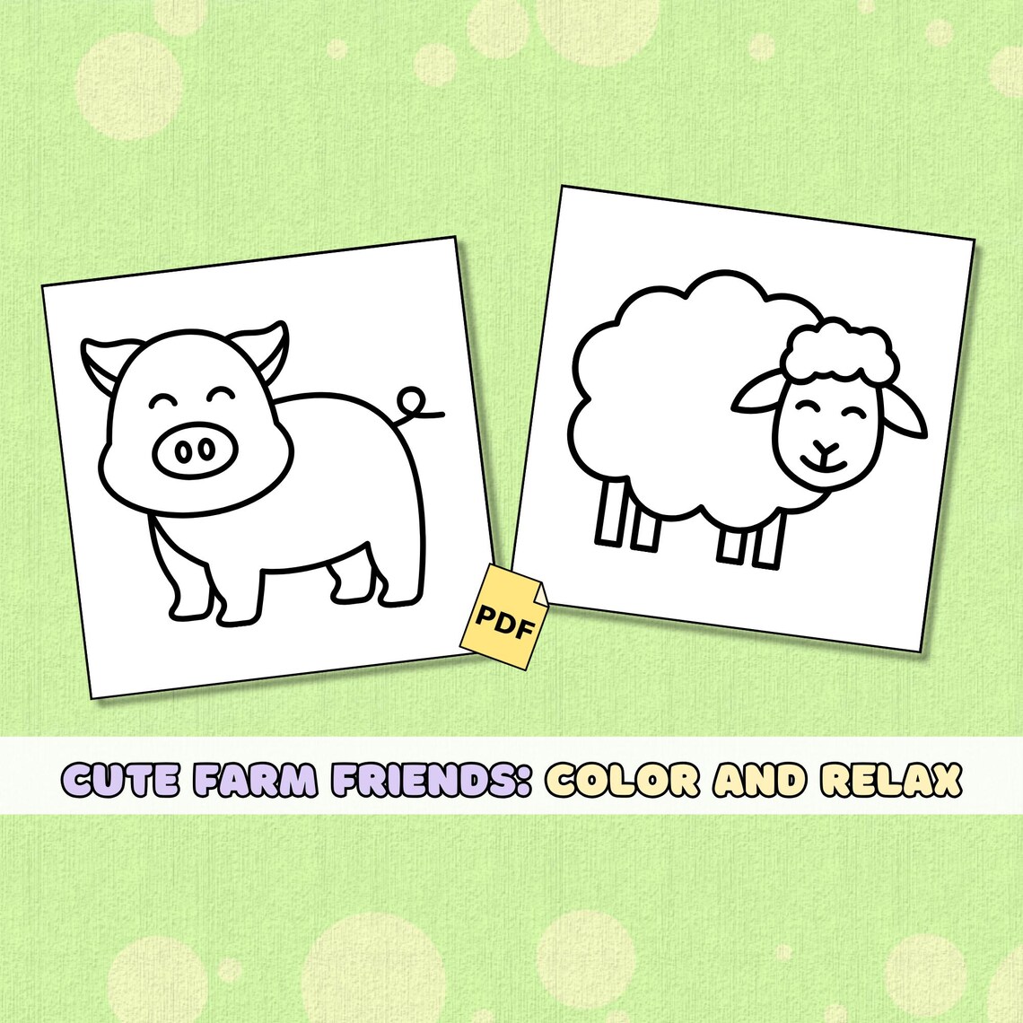 20 Printable Cute Farm Animals Coloring Pages for Kids and Adults: Bold ...