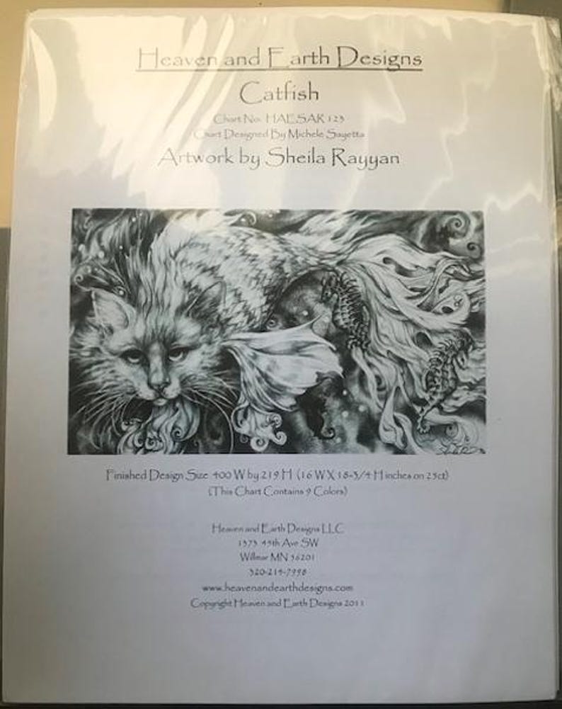 Cross Stitch Chart Pattern HAED Catfish, Heaven and Earth Designs, Cat ...