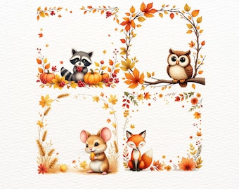 20 Autumn Animal Frames Clipart | Kids Printable Frames | Bunny, Bear ...