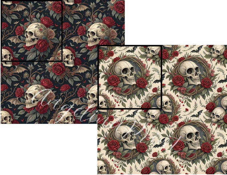 Seamless Macabre Patterns –10 Gothic Digital Paper, Dark Aesthetic ...