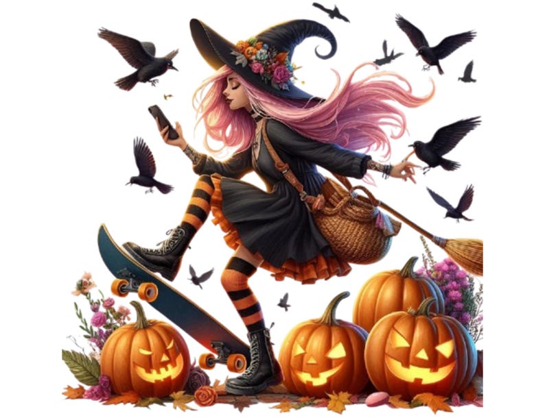 12 Halloween Witch Clipart PNG With Transparent Background 300 DPI ...