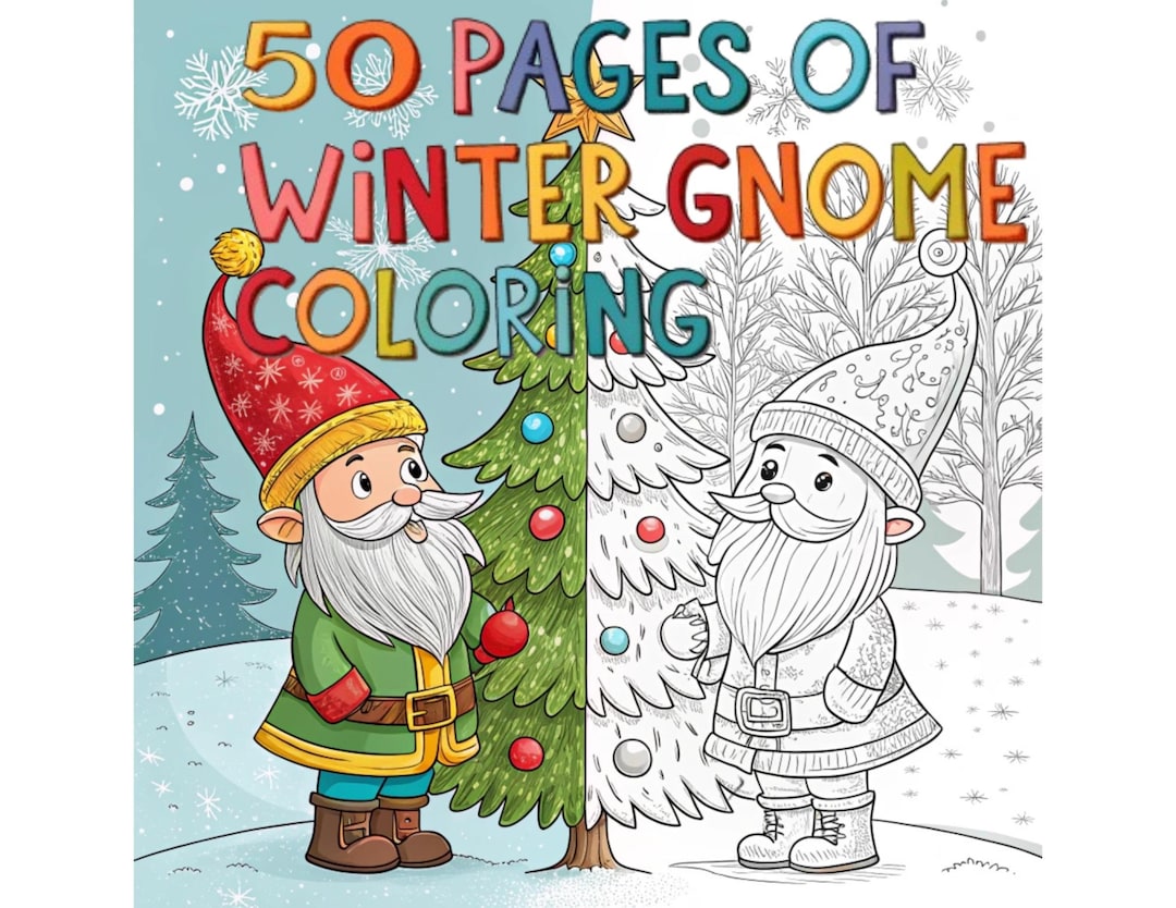 50 Winter Gnome Coloring Pages Christmas Gnome & New Year, Kids ...