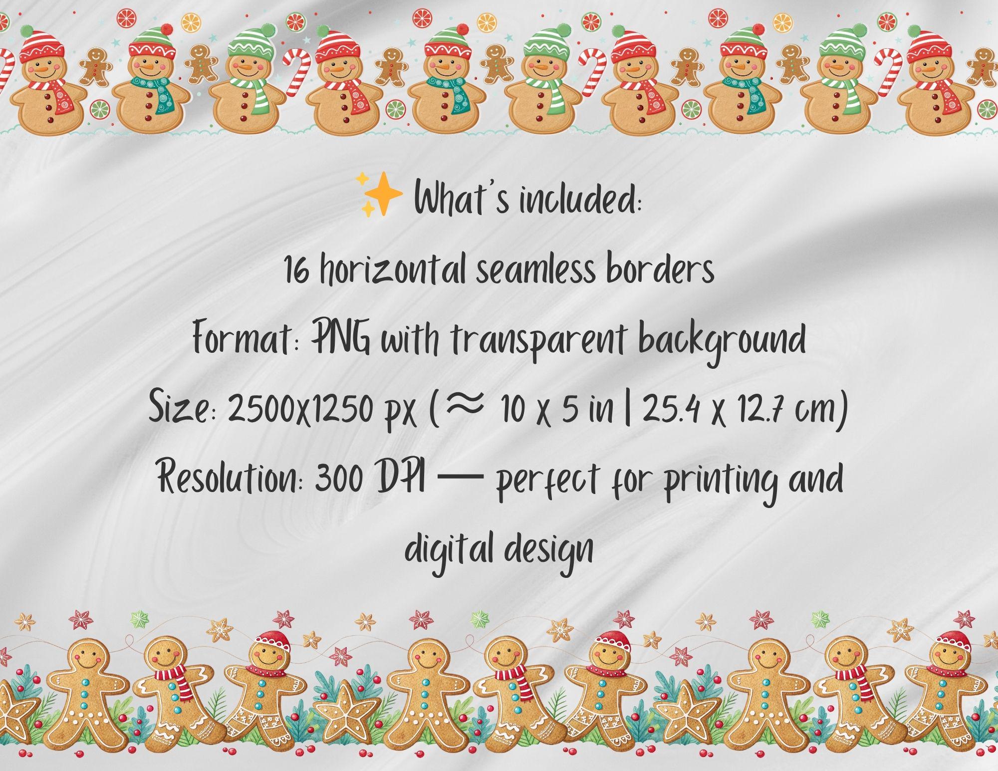 16 Gingerbread Christmas Seamless Borders | Holiday Borders With ...