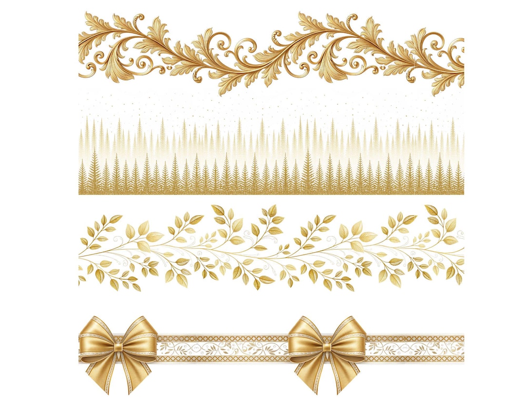 Elegant Gold Seamless Borders 25 – Baroque, Geometric & Floral PNG ...