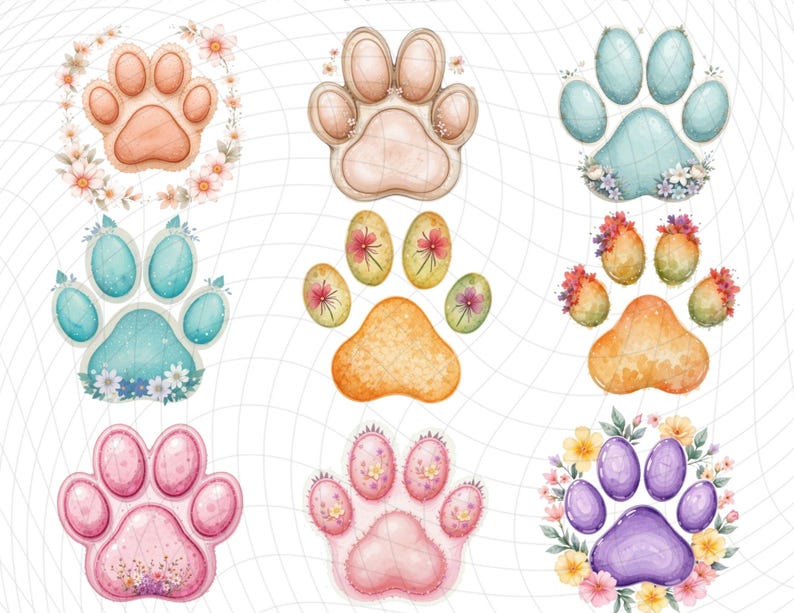 19 Watercolor Dog Paw Clipart | Cute Dog Paw Prints | Pet Clipart ...