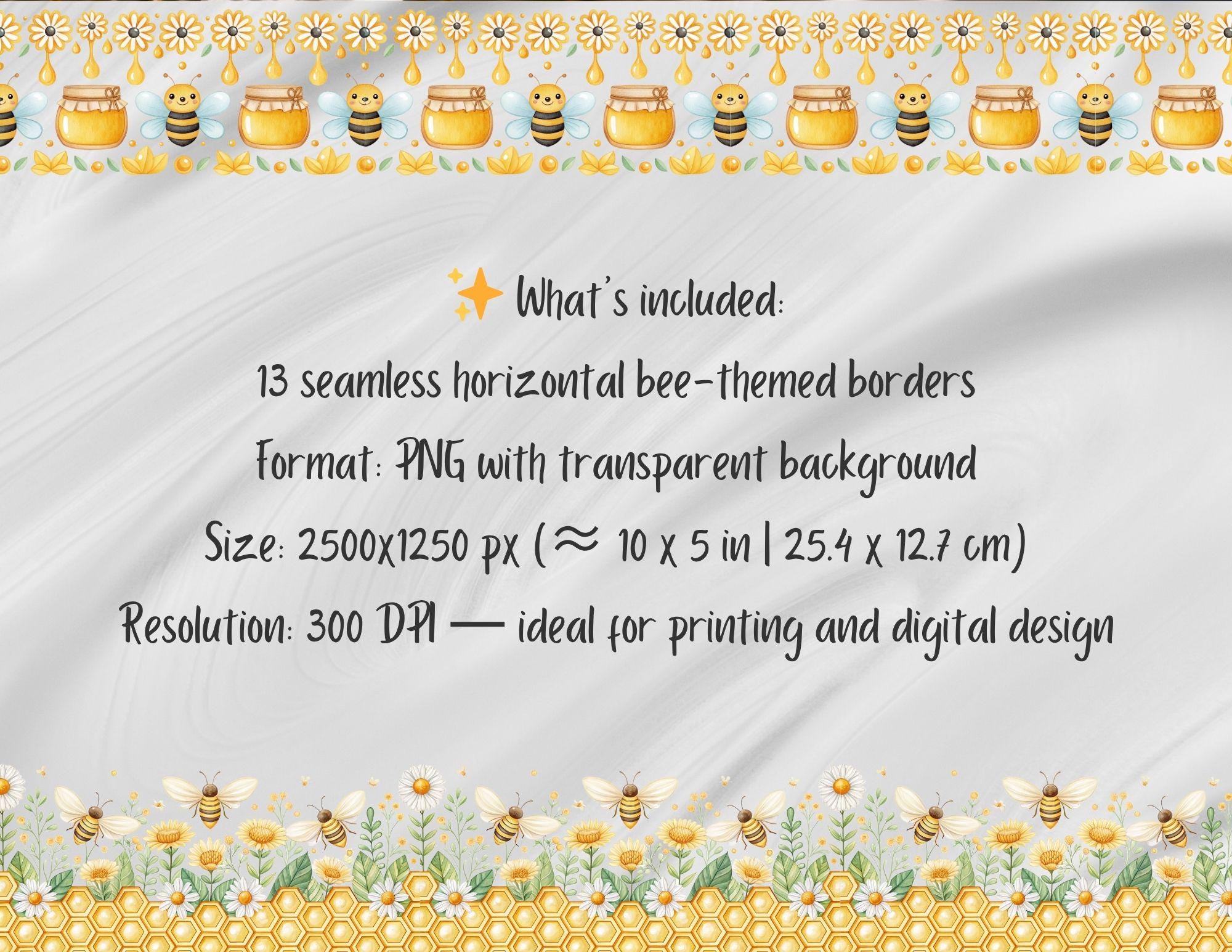 13 Honey Bee Seamless Borders | Beehive, Honeycomb & Flowers PNG ...