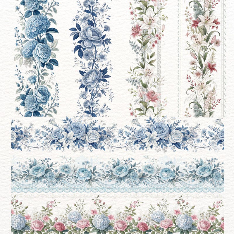 Blue Flower Page Border - Etsy