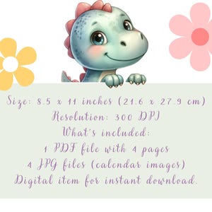 Kids Printable Dinosaur Monthly Planner Calendar | Open Monthly ...