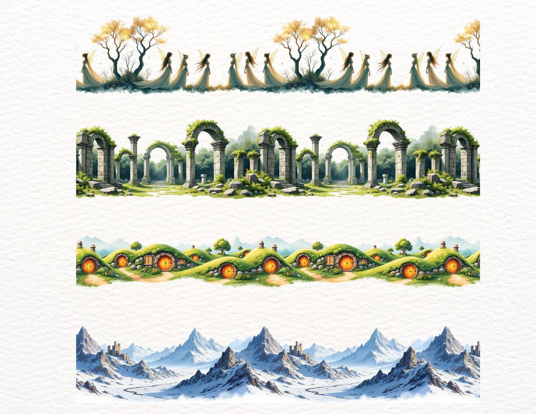 21 Fantasy Seamless Borders Inspired by Middle-earth | Elven Landscapes ...