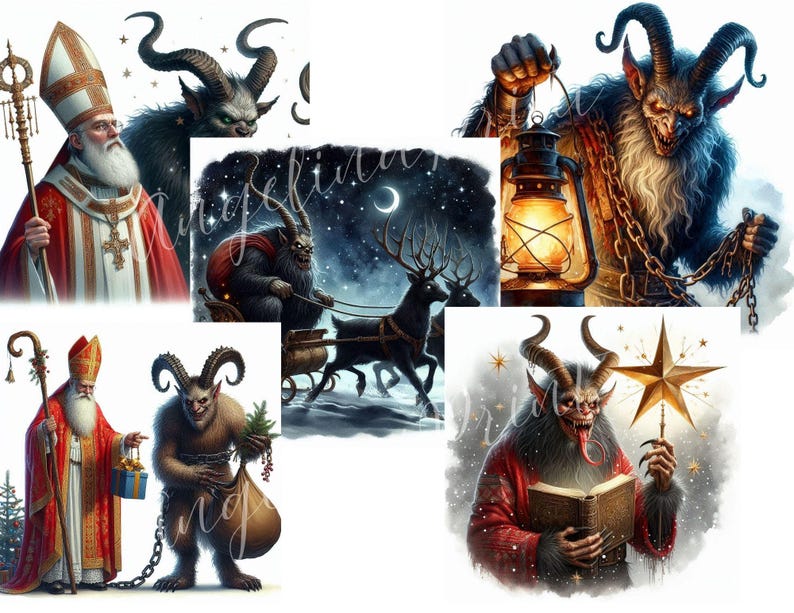 21 Clipart of Saint Nicholas and Krampus | St. Nicholas Day Watercolor ...