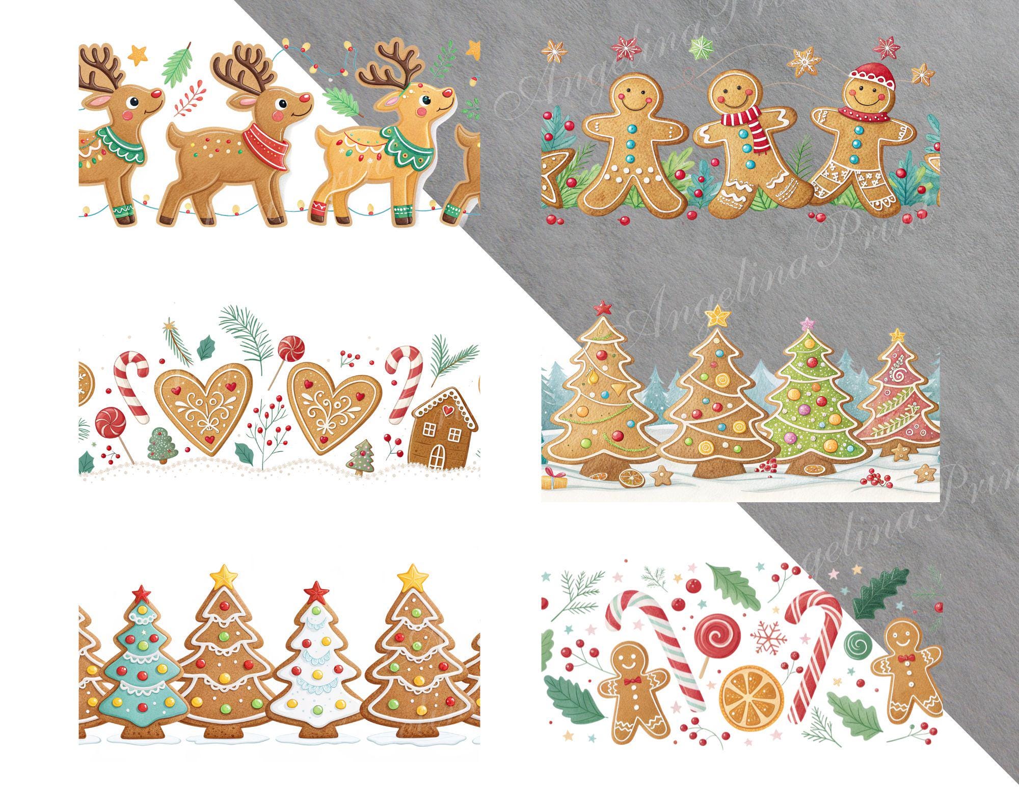 16 Gingerbread Christmas Seamless Borders | Holiday Borders With ...