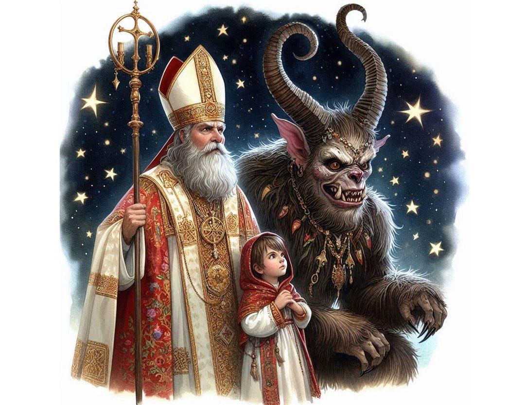 21 Clipart of Saint Nicholas and Krampus | St. Nicholas Day Watercolor ...