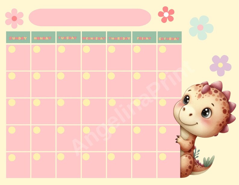 Kids Printable Dinosaur Monthly Planner Calendar | Open Monthly ...
