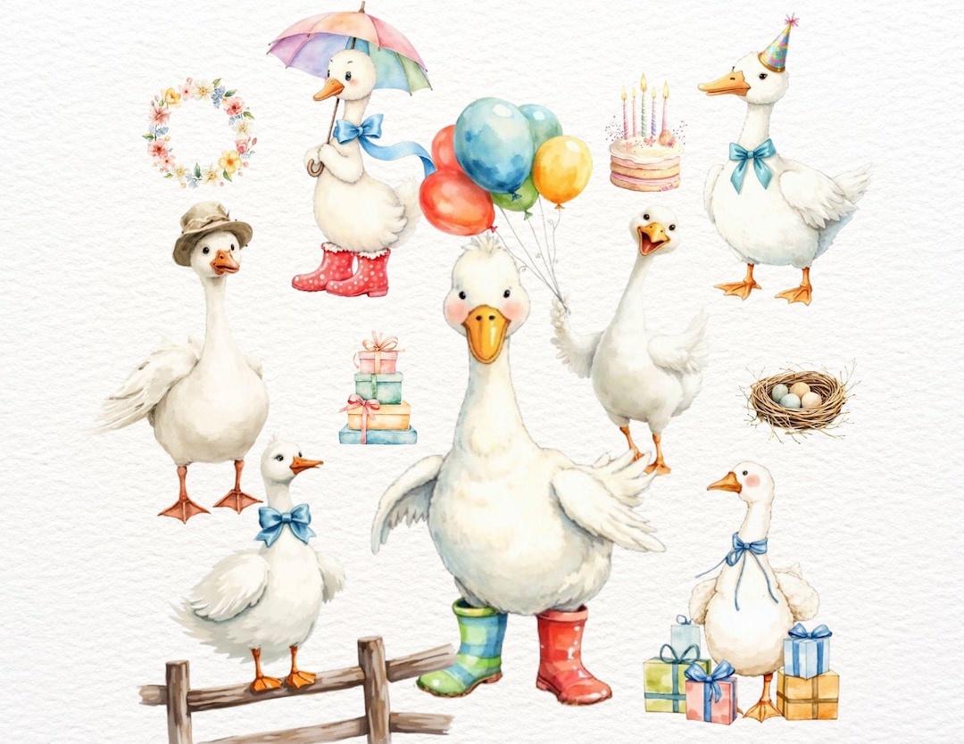41 Funny Goose Clipart, Silly Goose PNG Illustration, Party and ...