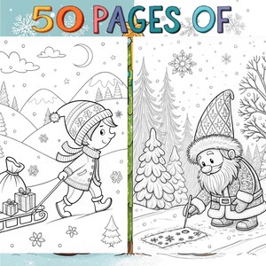 50 Winter Gnome Coloring Pages Christmas Gnome & New Year, Kids ...