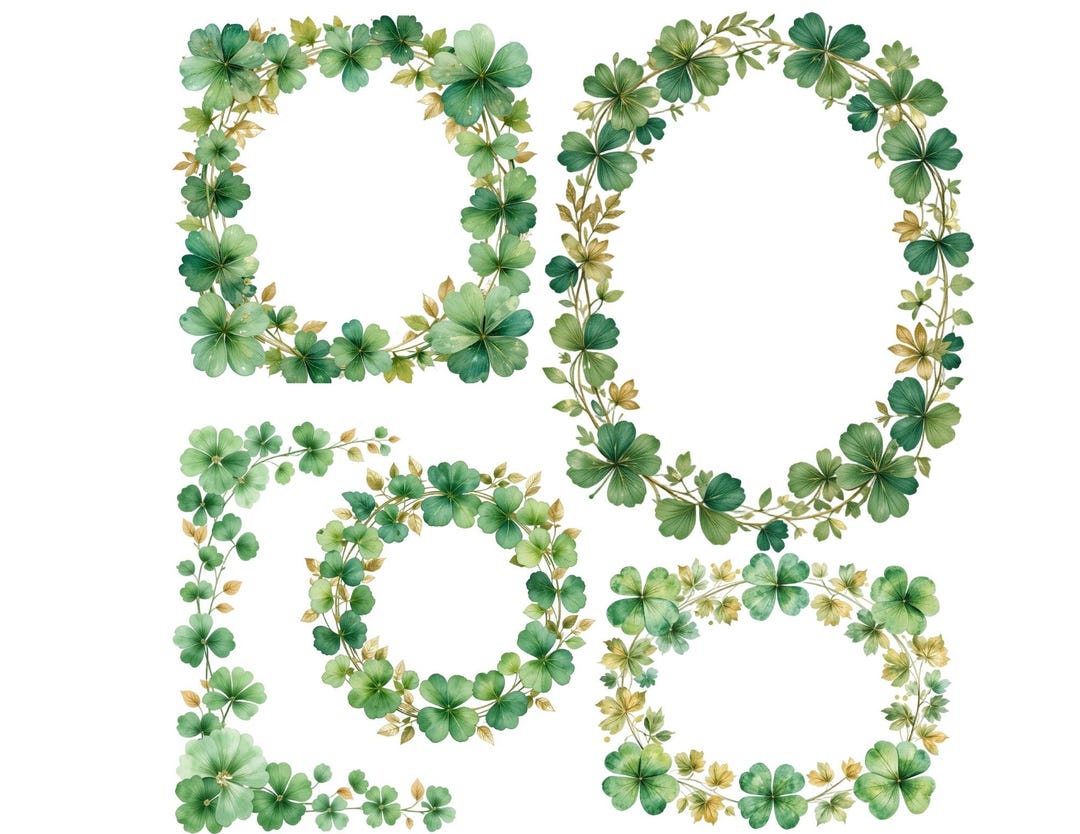 14 St. Patrick's Day Clover Frame Clipart, Green Border for Printing ...