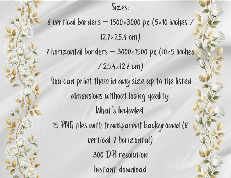 15 Seamless White Rose and Gold Borders – Elegant Floral Frames ...