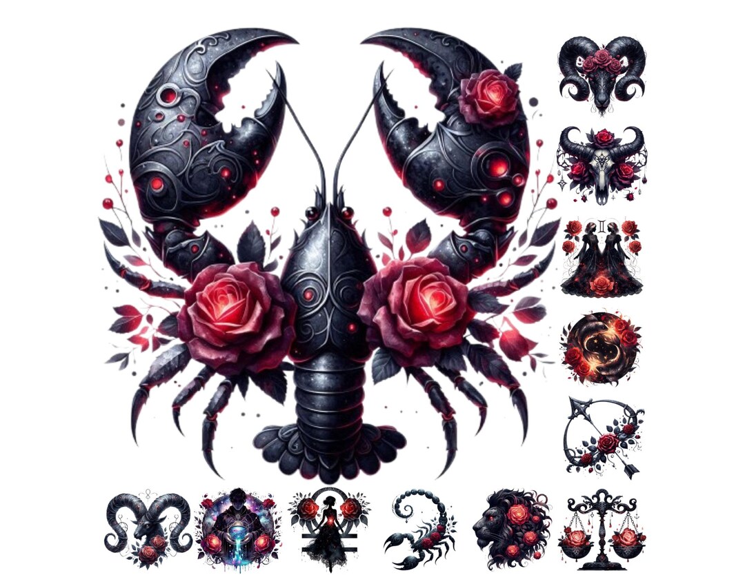 12 Gothic Zodiac Signs – Watercolor Clipart, Horoscope,zodiac, Zodiac ...