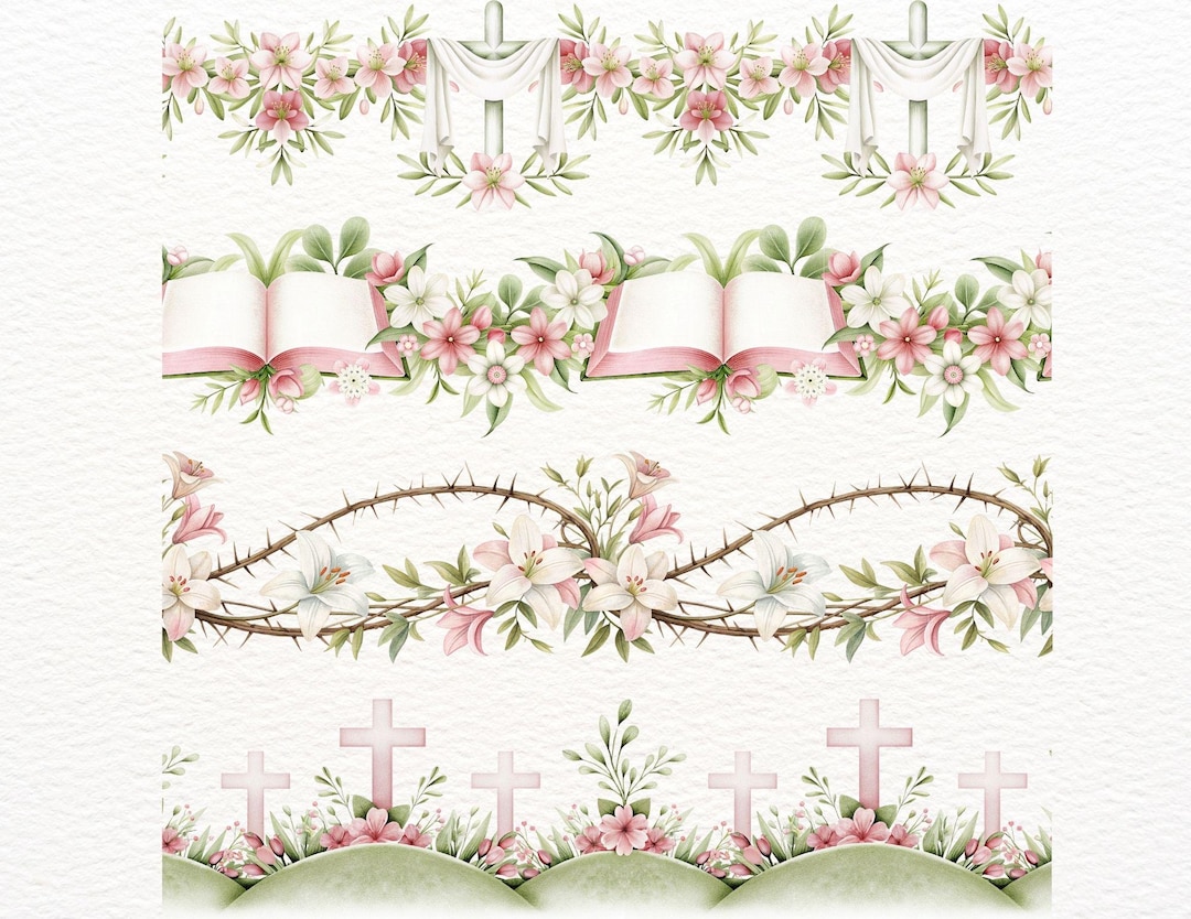 23 Religious Seamless Borders Clipart | Easter Christian Borders With ...