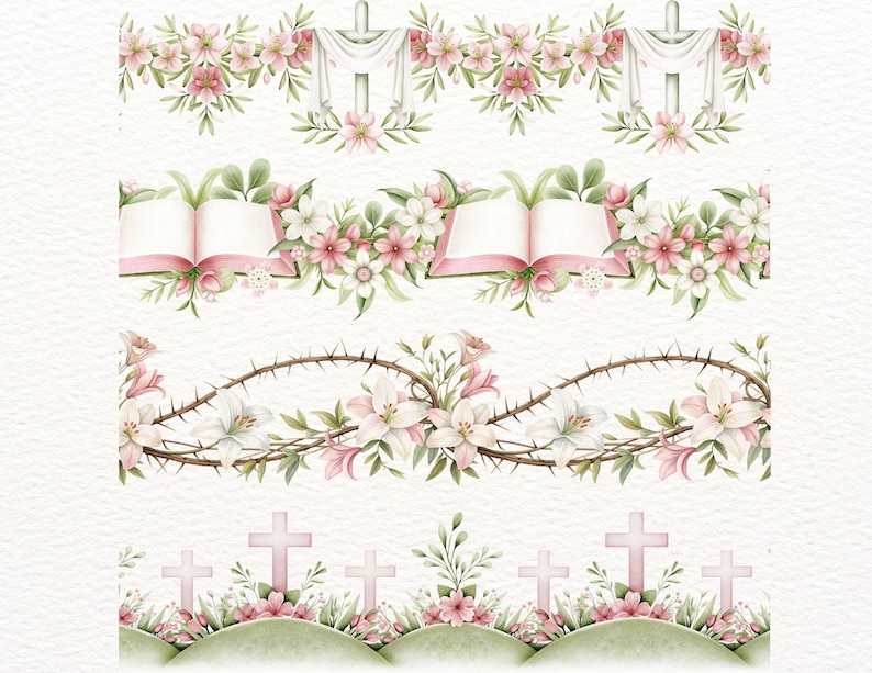 23 Religious Seamless Borders Clipart | Easter Christian Borders With ...