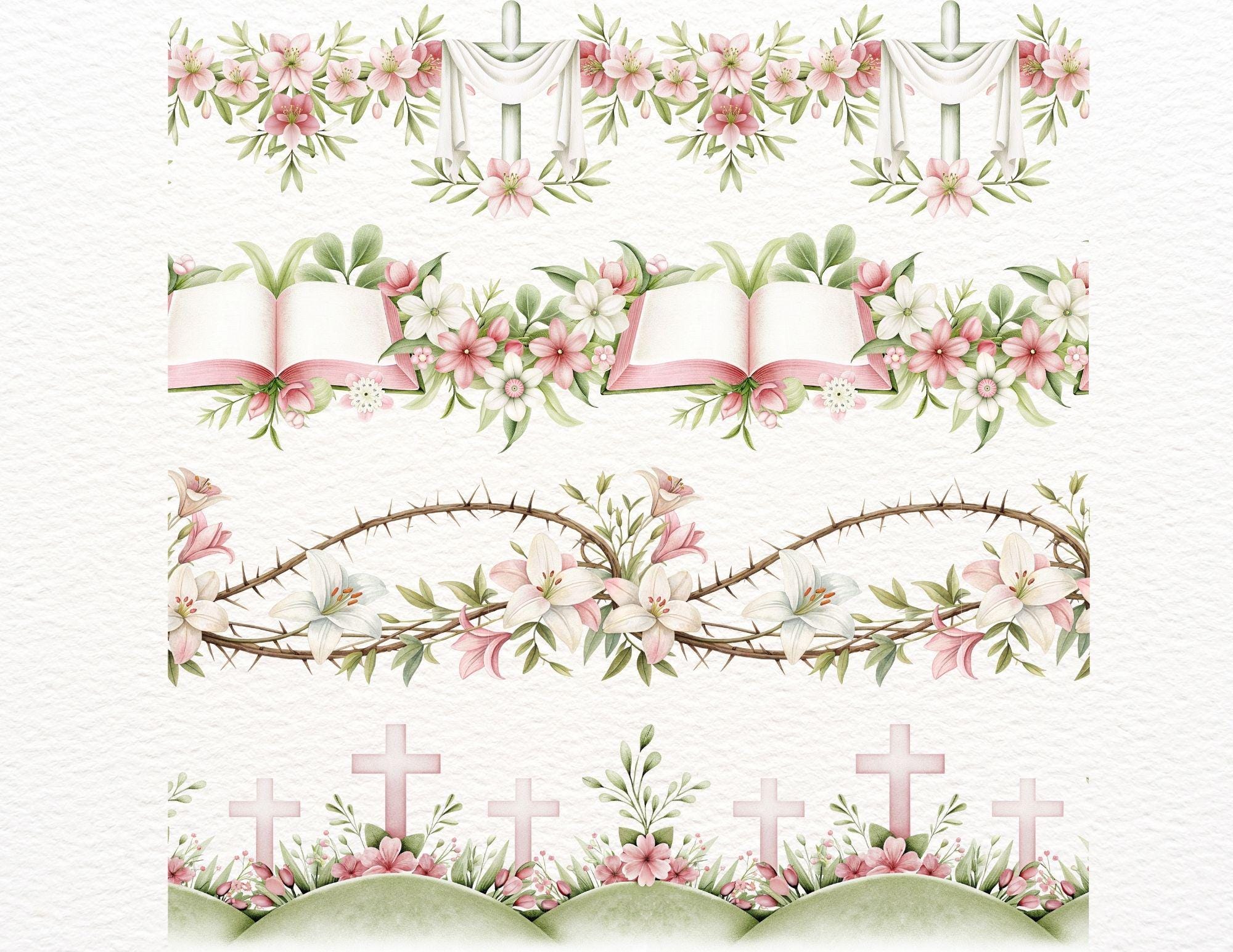 23 Religious Seamless Borders Clipart | Easter Christian Borders With ...
