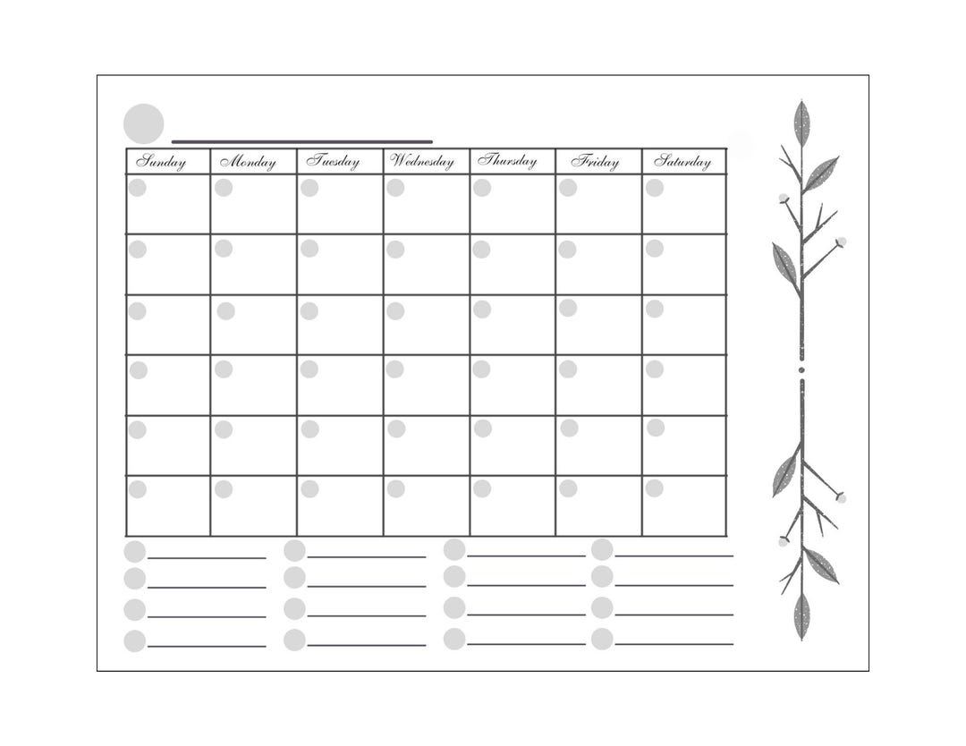Printable Monthly Planner Calendar, Undated, Open for Custom Entry - Etsy