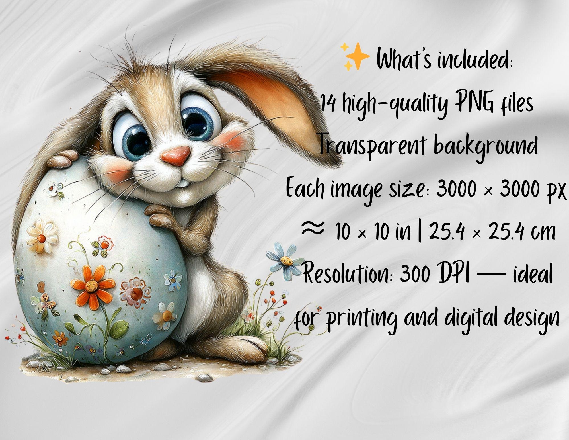 Easter Bunny Clipart PNG | Cute Easter Rabbit Illustration | Festive ...