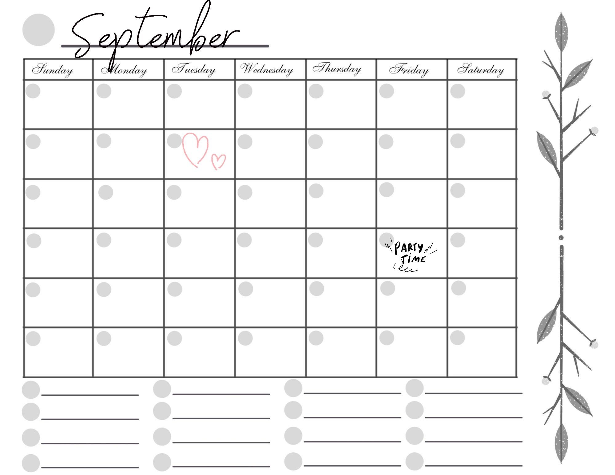 Printable Monthly Planner Calendar, Undated, Open for Custom Entry - Etsy