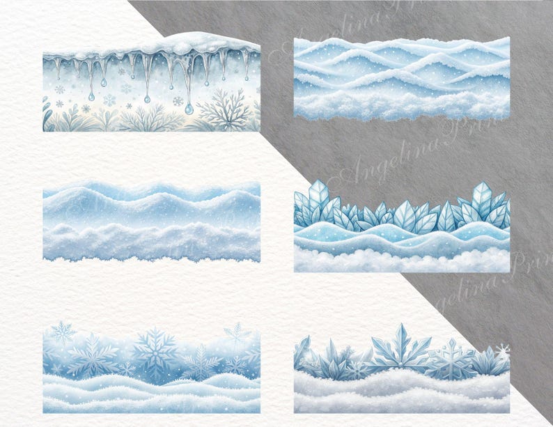 15 Seamless Snow Borders Clipart | Snowdrift, Icicle & Snowflake ...
