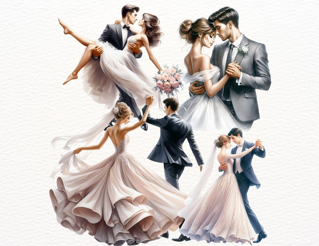 15 Wedding Dance Clipart | Bride & Groom First Dance Watercolor ...