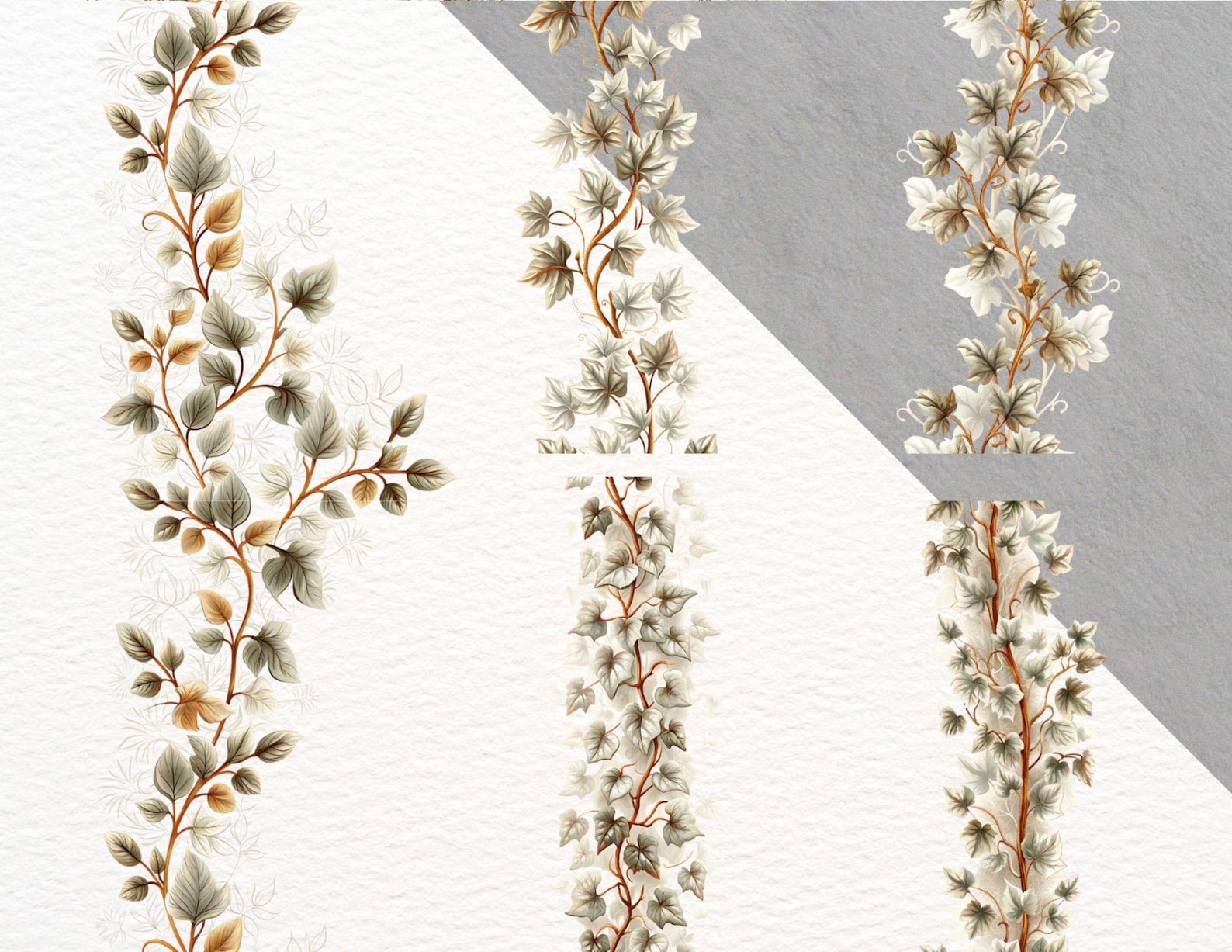 13 Ivy Botanical Seamless Vertical Borders | Flower Vine Border Clipart ...