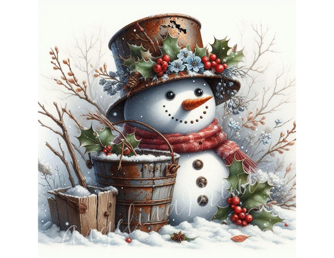 19 Watercolor Snowman Cliparts - Christmas, New Year, Digital Download ...
