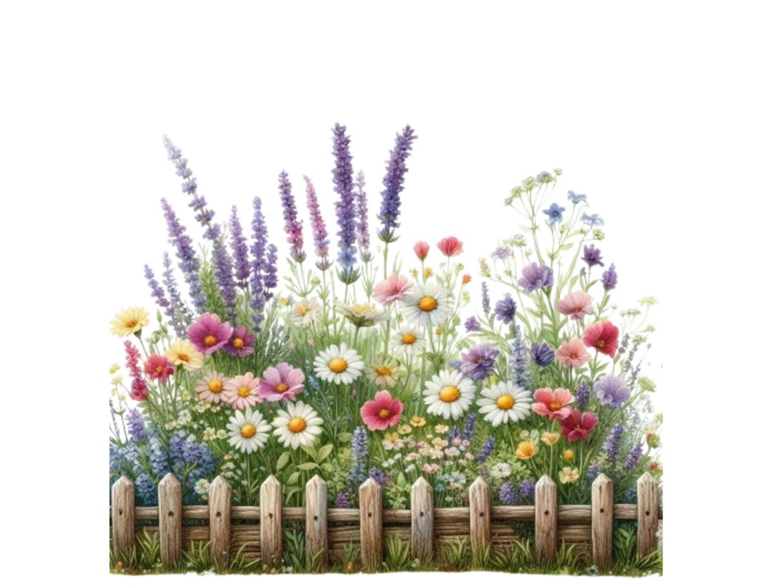 14 Field Flowers Clipart, Floral Watercolor Clipart, Flower Beds With ...