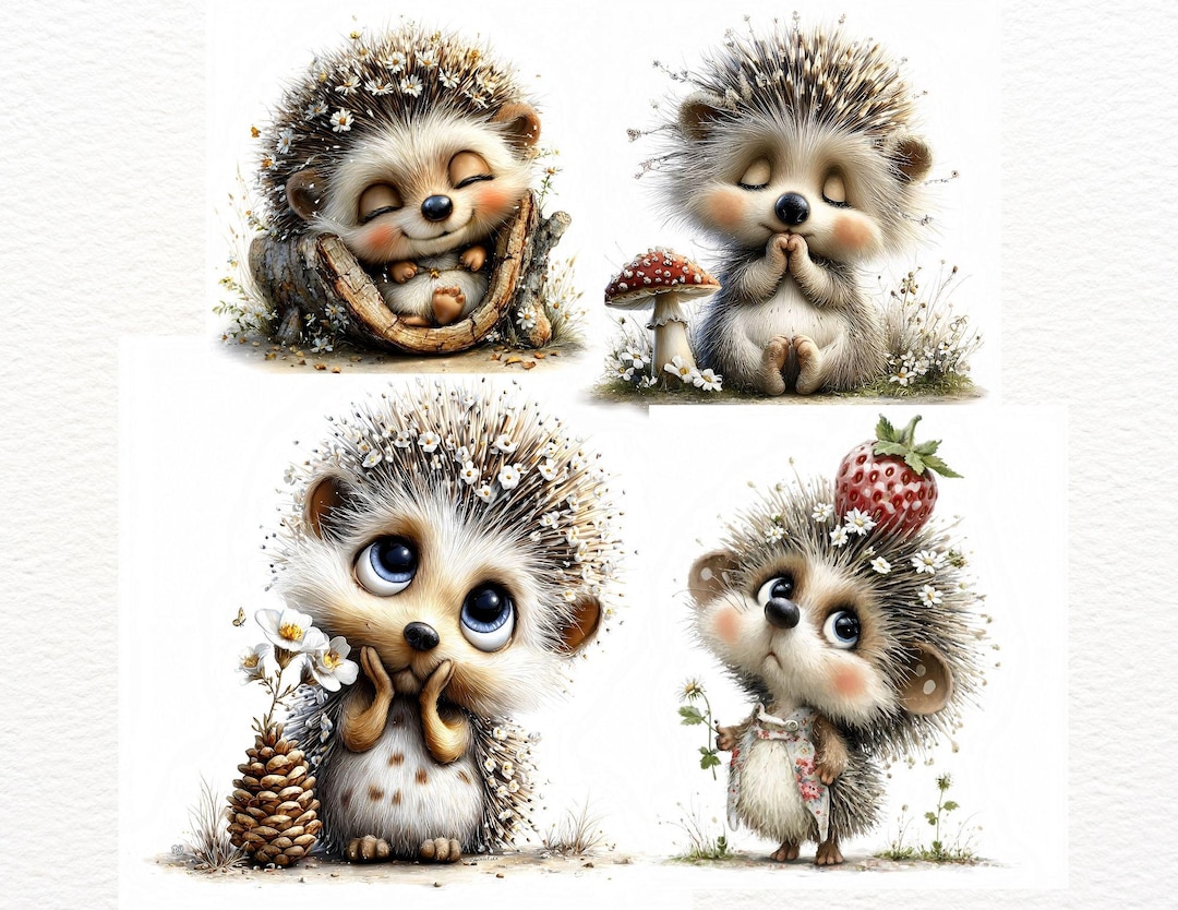 24 Cute Hedgehog Clipart | Cartoon Hedgehog Illustration JPG | Fairy ...