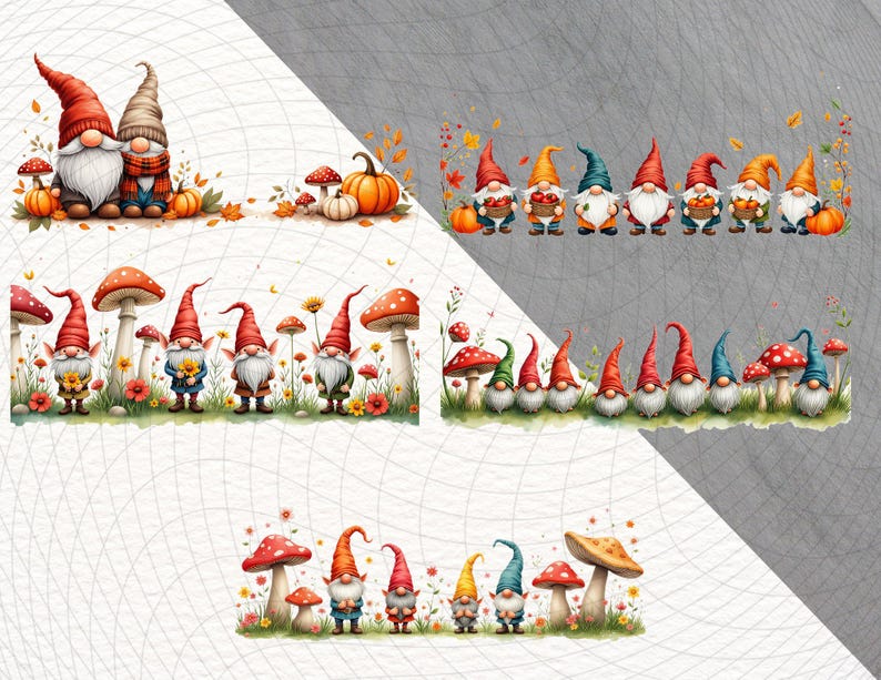 17 Autumn Gnome Borders Clipart | Fall Harvest & Thanksgiving Gnomes ...