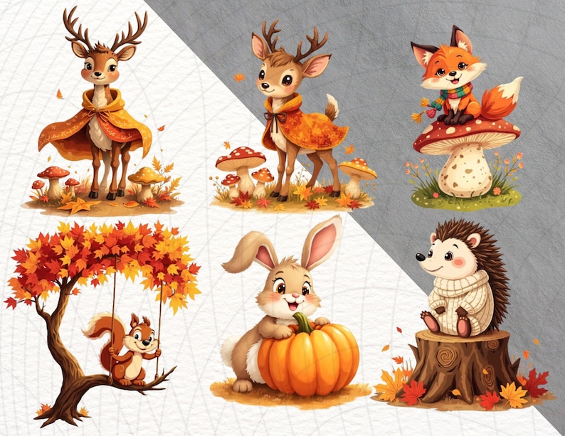 26 Cute Forest Animals Clipart, Autumn Animal PNG, Fox, Squirrel ...