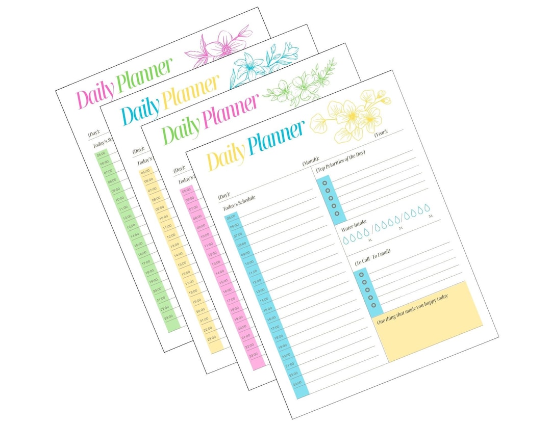 Daily Planner Printable, Simple Day Planner, Productivity Schedule ...