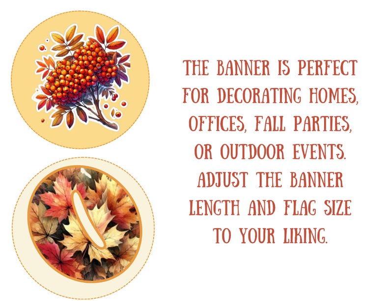 Printable Hello Fall Banner 27 Round Flags, 8 Inch Diameter, A4 Format ...