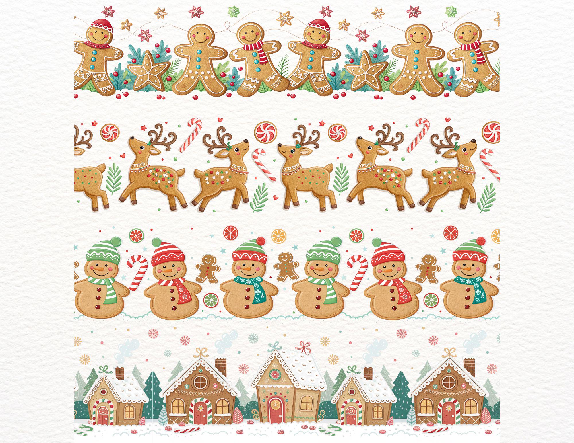 16 Gingerbread Christmas Seamless Borders | Holiday Borders With ...