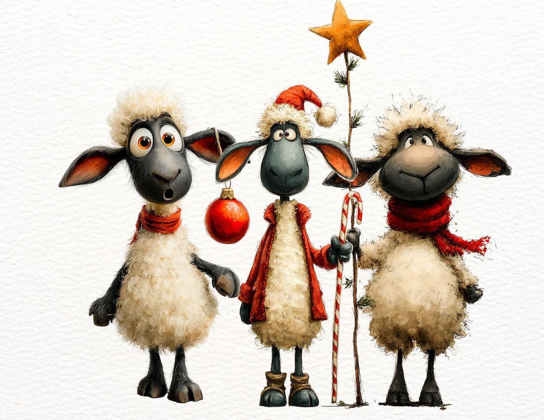 20 Whimsical Christmas Sheep Clipart | Festive Winter Lambs & Christmas ...