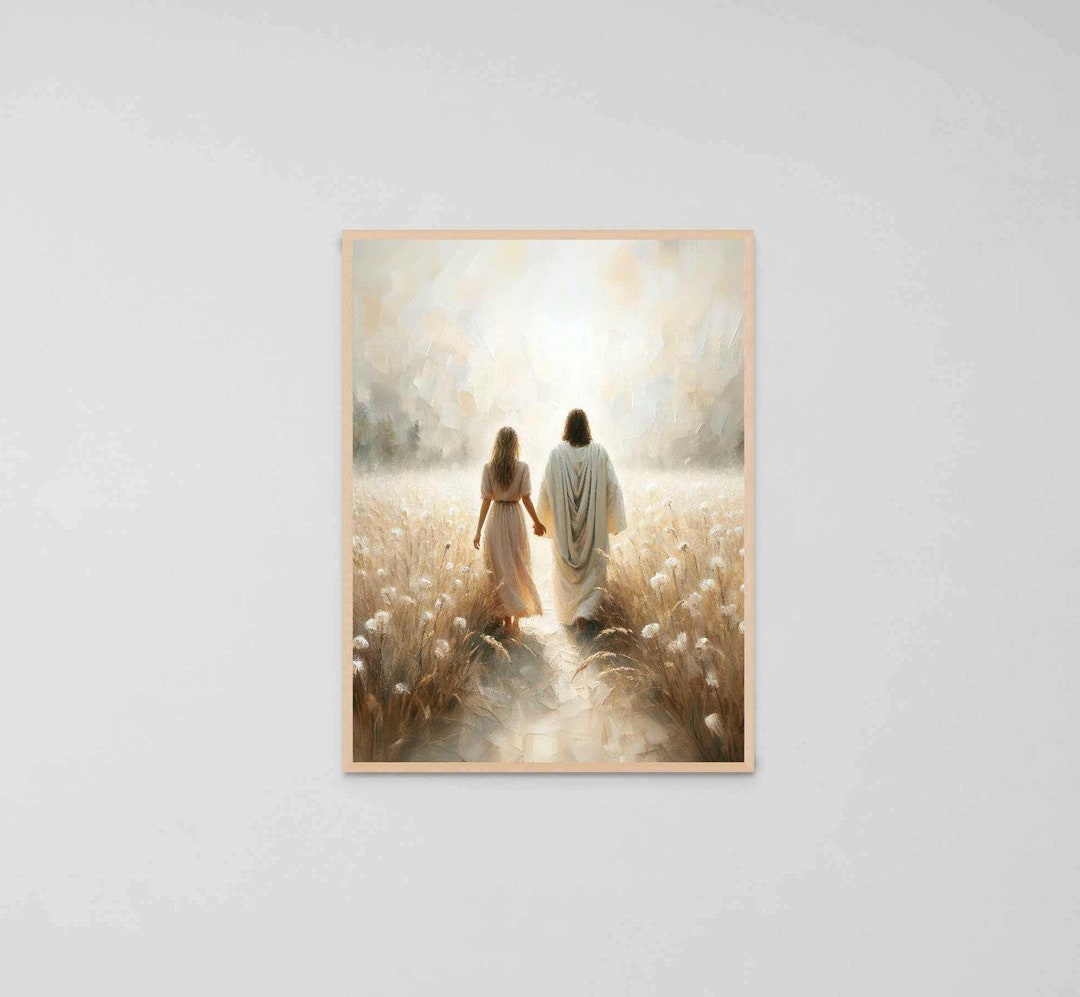 A Helping Hand, Christian Wall Art, Jesus Walking With Girl, Jesus ...