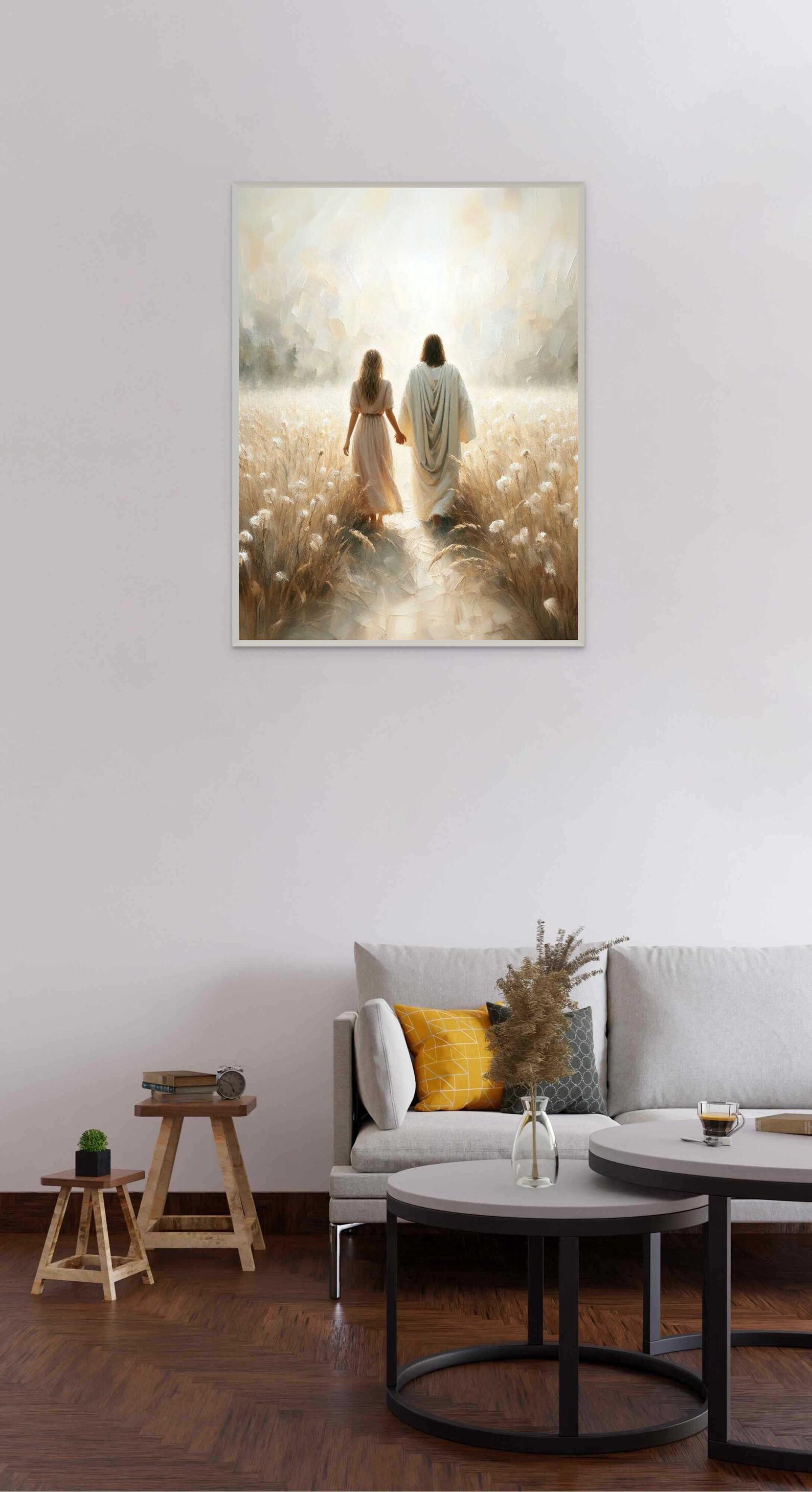 A Helping Hand, Christian Wall Art, Jesus Walking With Girl, Jesus ...