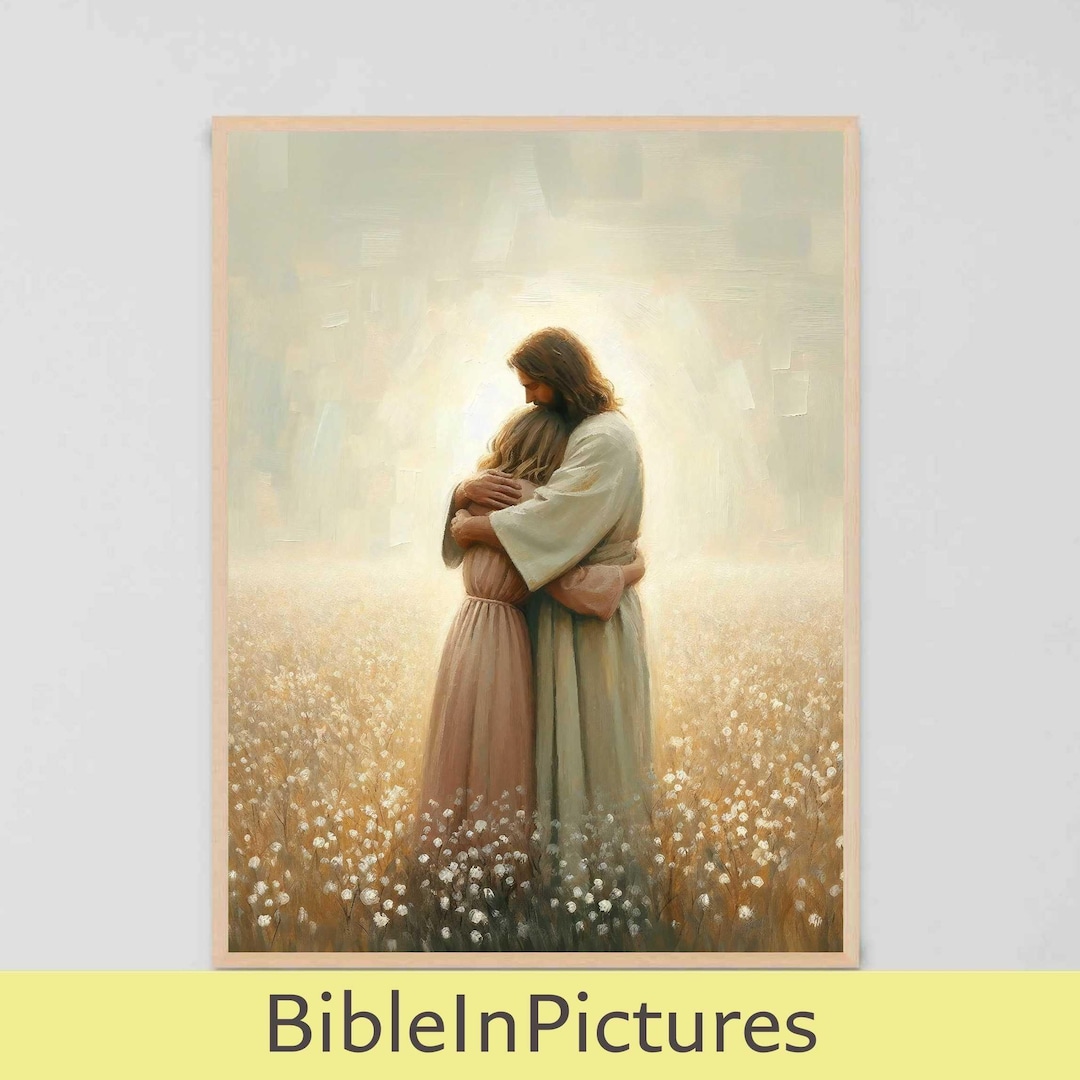 Christ Loves You | Christian Poster | Jesus With Girl Art | Christian ...