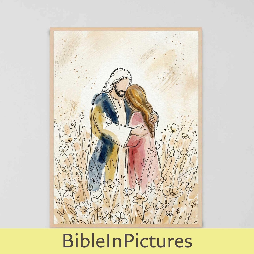 Jesus With Woman, Digital Christian Art, Jesus Heals a Woman, Christ ...