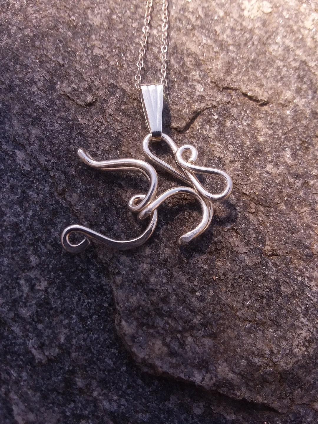 Namaste Pendant Necklace Sterling Silver Wire Wrapped Yoga Yogi ...