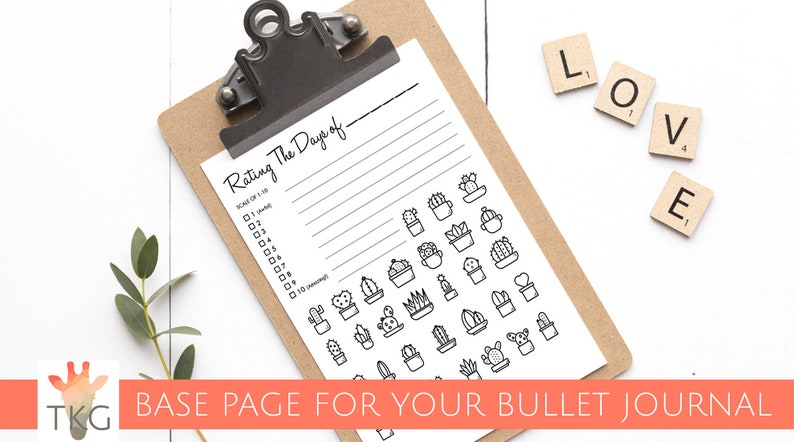 Paper & Party Supplies Paper August 2021 Rate My Day Bullet Journal ...